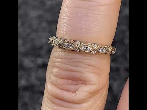 Diamond Stackable Band with Milgrain - stack063 - MoissaniteCo.com