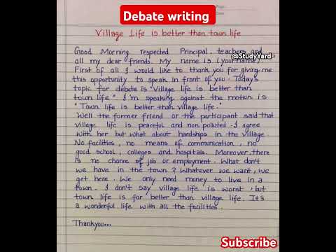 Debate writing l debate writing format l debate on is village life better than city life l debate