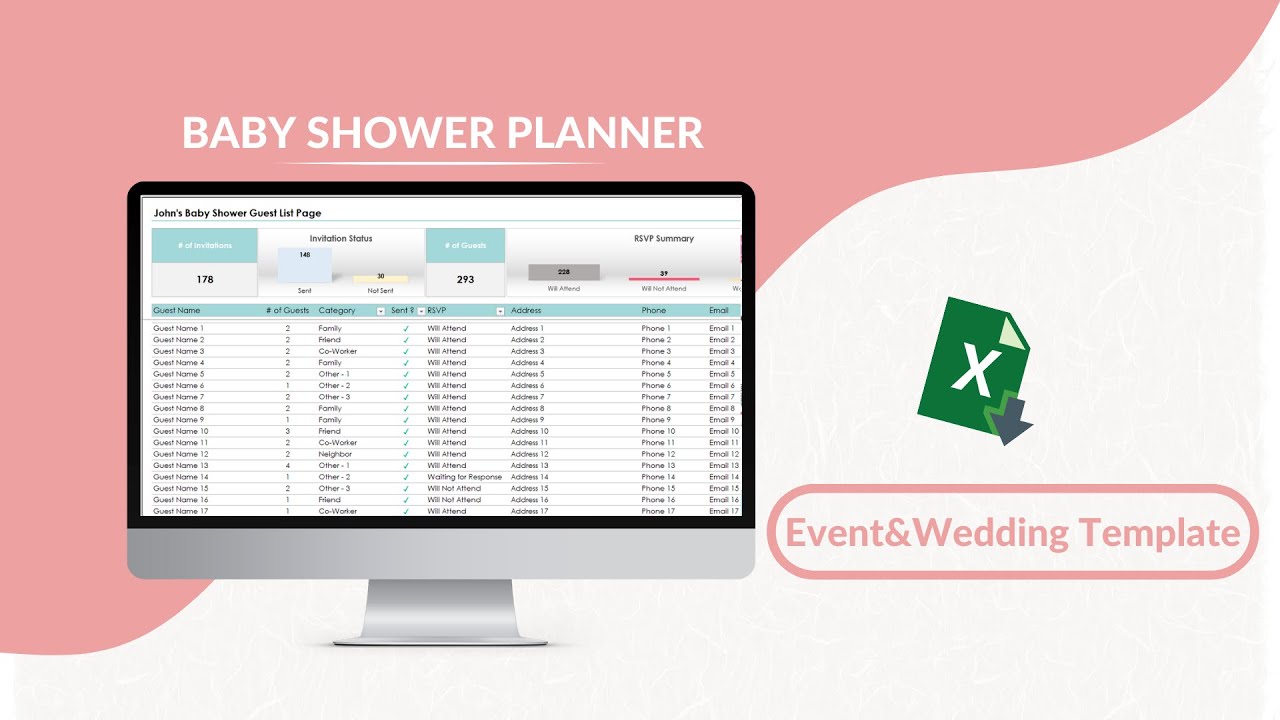 Baby Shower Planner Excel Template