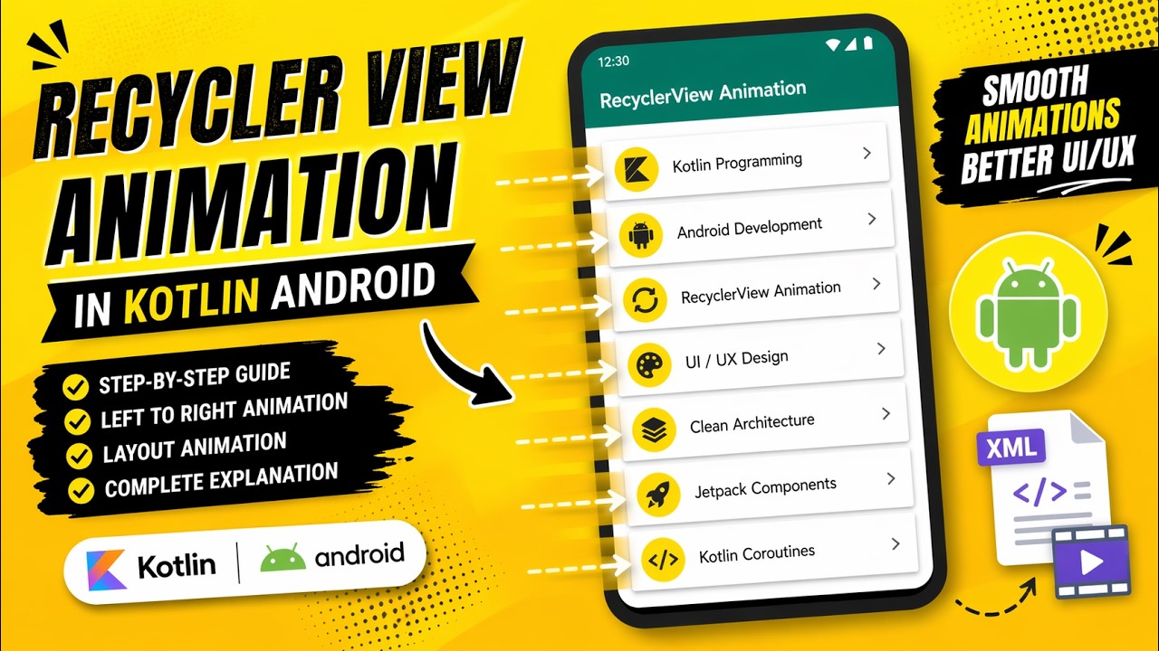 ANDROID - RECYCLER VIEW ANIMATION || TUTORIAL IN KOTLIN