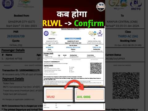 RLWL Ticket Confirmation Chances | The RailBook #shortsfeed #shorts #trendingshorts #viral