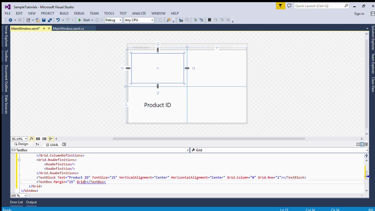 WPF Tutorial Grid, Textblock, Textbox