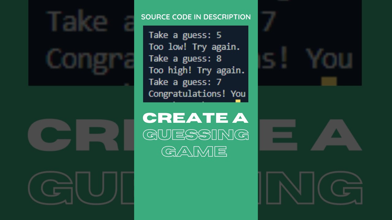 Python Guessing Game Tutorial for Beginners | Complete Source Code in Description