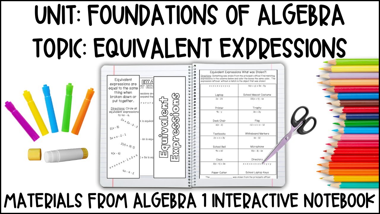 Equivalent Expressions from an Interactive Notebook for Algebra 1