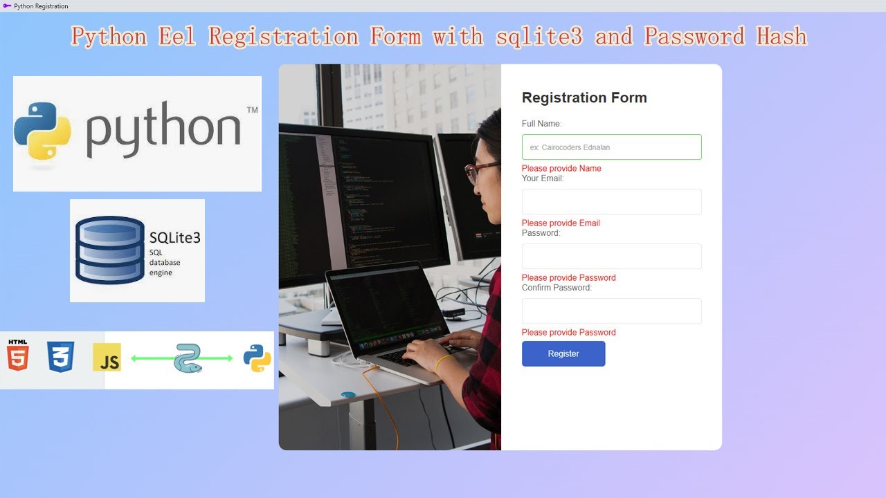 Python Eel Registration Form with sqlite3 and Password Hash