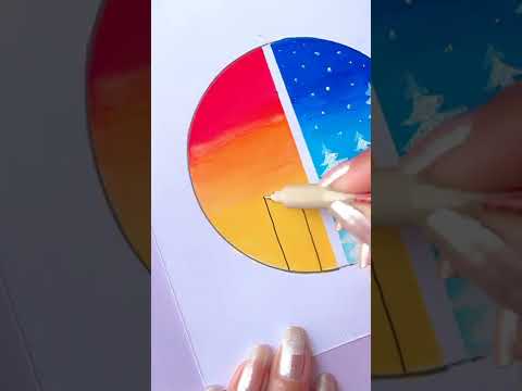 Hot🔥VS Cold❄️ || Scenery painting #CreativeArt #Satisfying