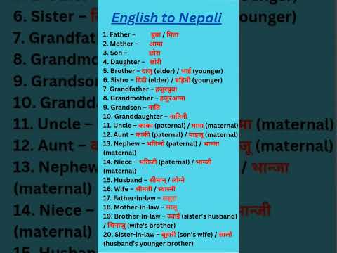 Family relation name English to Nepali.#english #speakingpractice