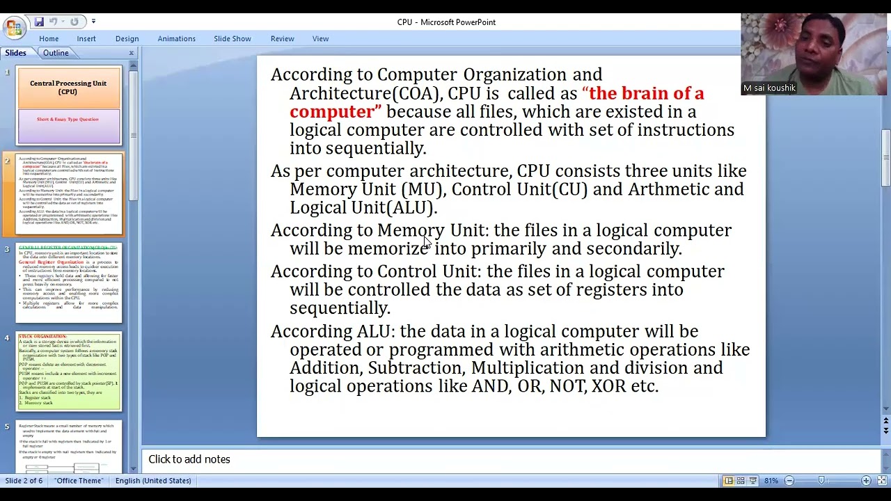Central Processing Unit CPU