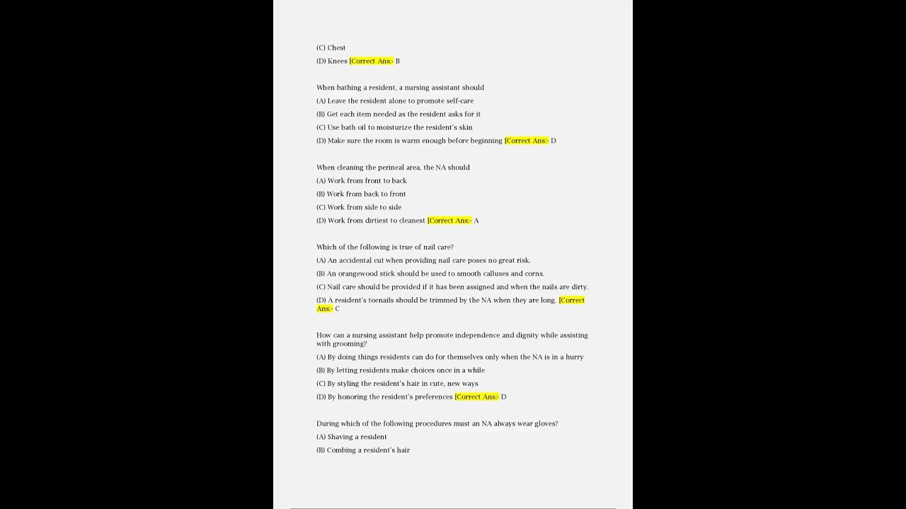 CNA CHAPTER 13 EXAM COMPLETE ALL QUESTIONS IN CHAPTER 13 WITH 100 CORRECT ANSWERS 2025 VERIFIED ANSW