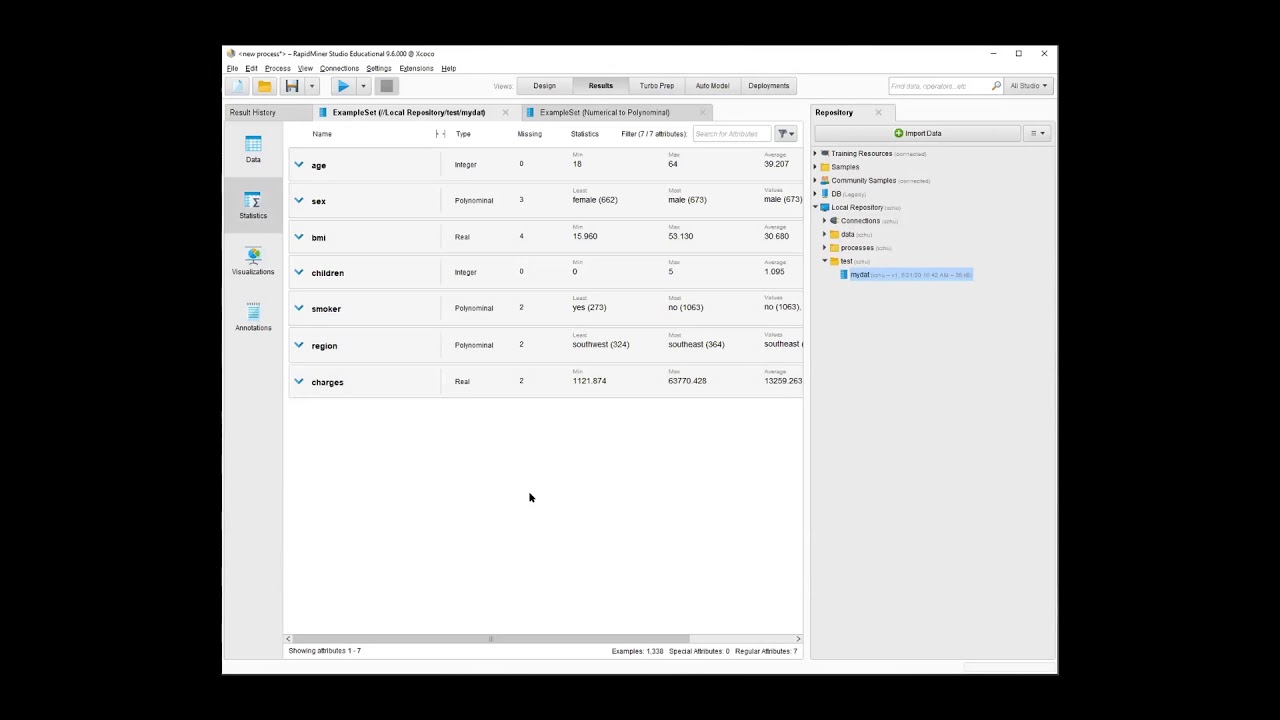 RapidMiner Basic Tutorial 1 - Load data and Change Attribute Type