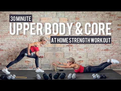30 Minute Upper Body and Core Strength Workout | Dumbbell & Long Band | Supersets | Low Impact