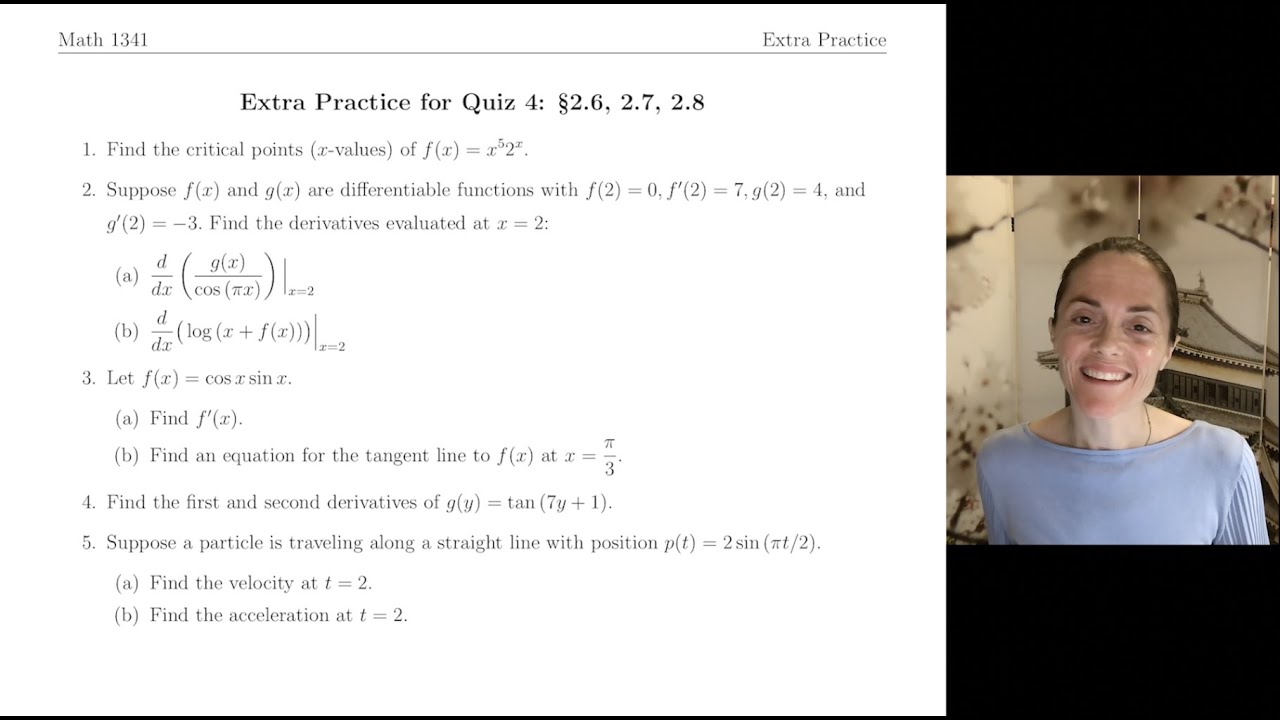 Calculus I: Quiz 4 Extra Practice