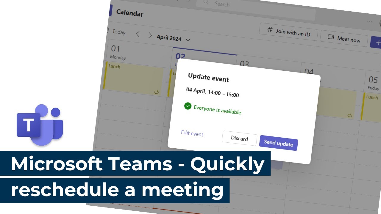 Microsoft Teams - Quickly reschedule a meeting