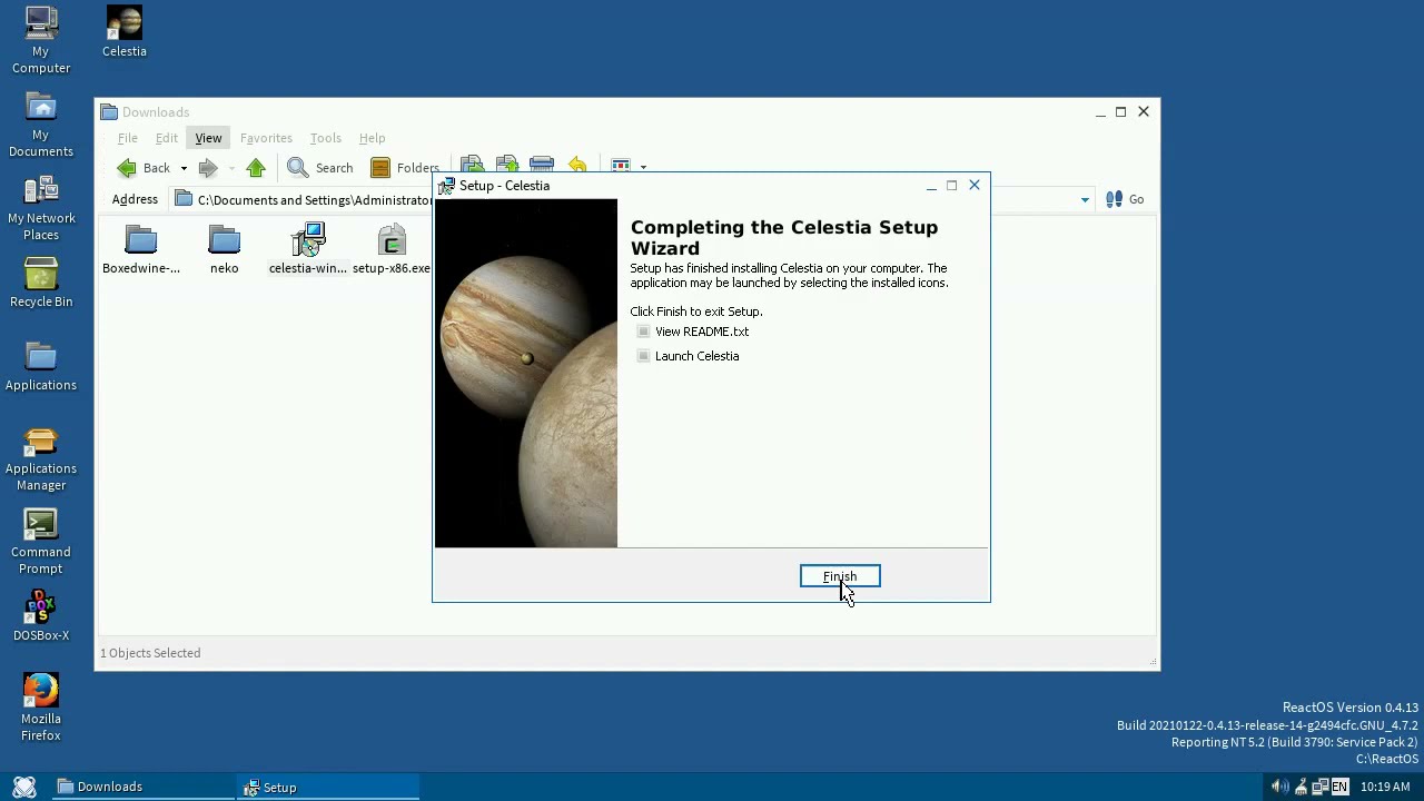 ReactOS - Installing Celestia Planetarium Program