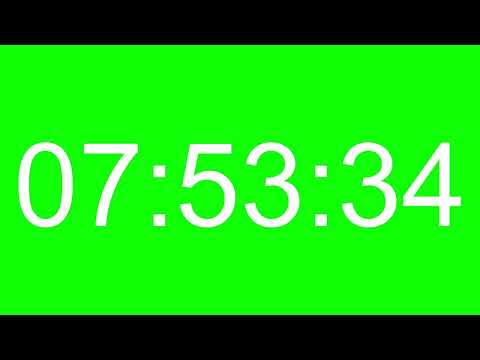 8 Hour, 480 Minute Countdown Timer Green Screen HH MM SS