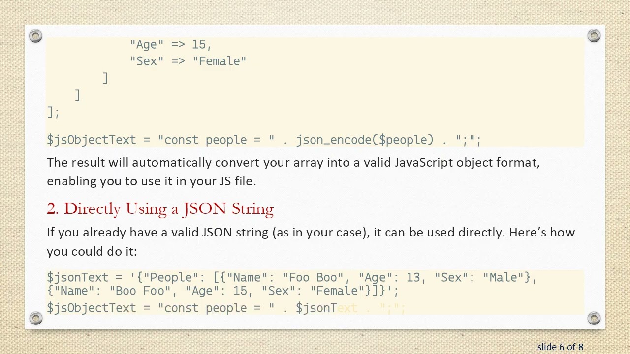 Converting JSON to JavaScript Object with PHP