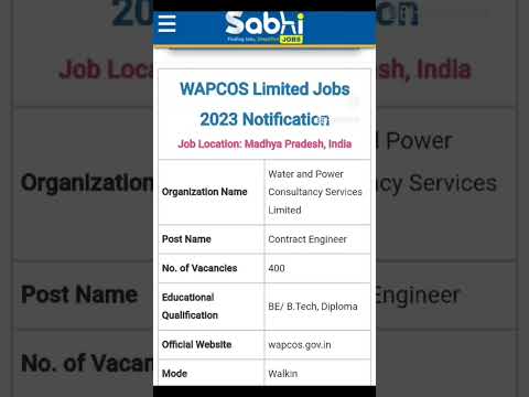 WAPCOS Limited Jobs 2023 Notification #hindi #india #job #job2023 #jobs #latestjobs #recruitment