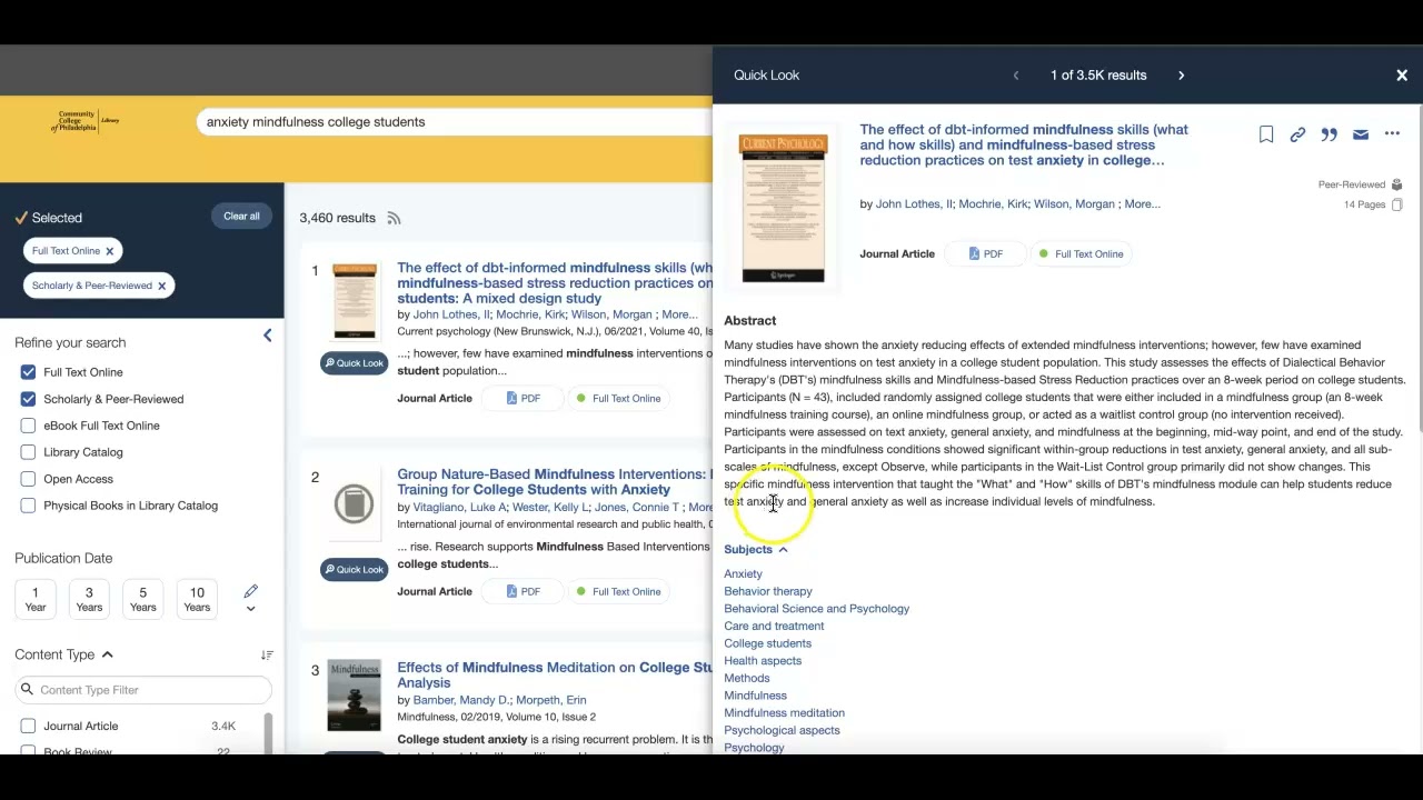 Finding Articles in Summon