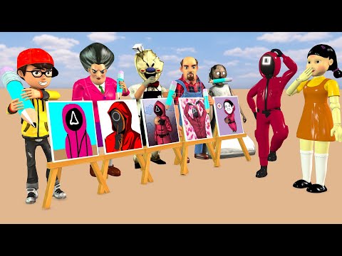 Scary Teacher 3D vs Squid Game Help Nick To Draw Squid Game Guard Challenge