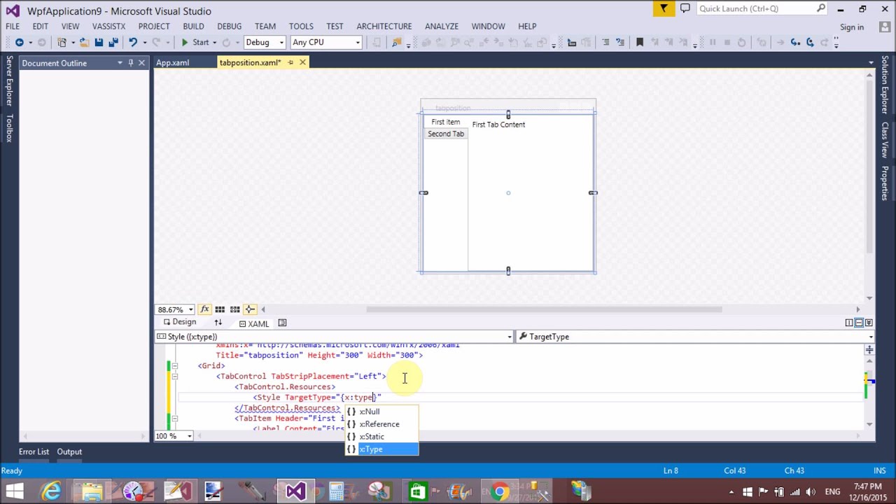 TabItem Position of TabControl in WPF