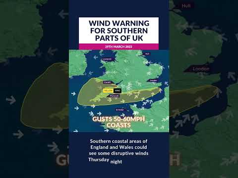 Wind warning for southern parts of UK - disruption possible
