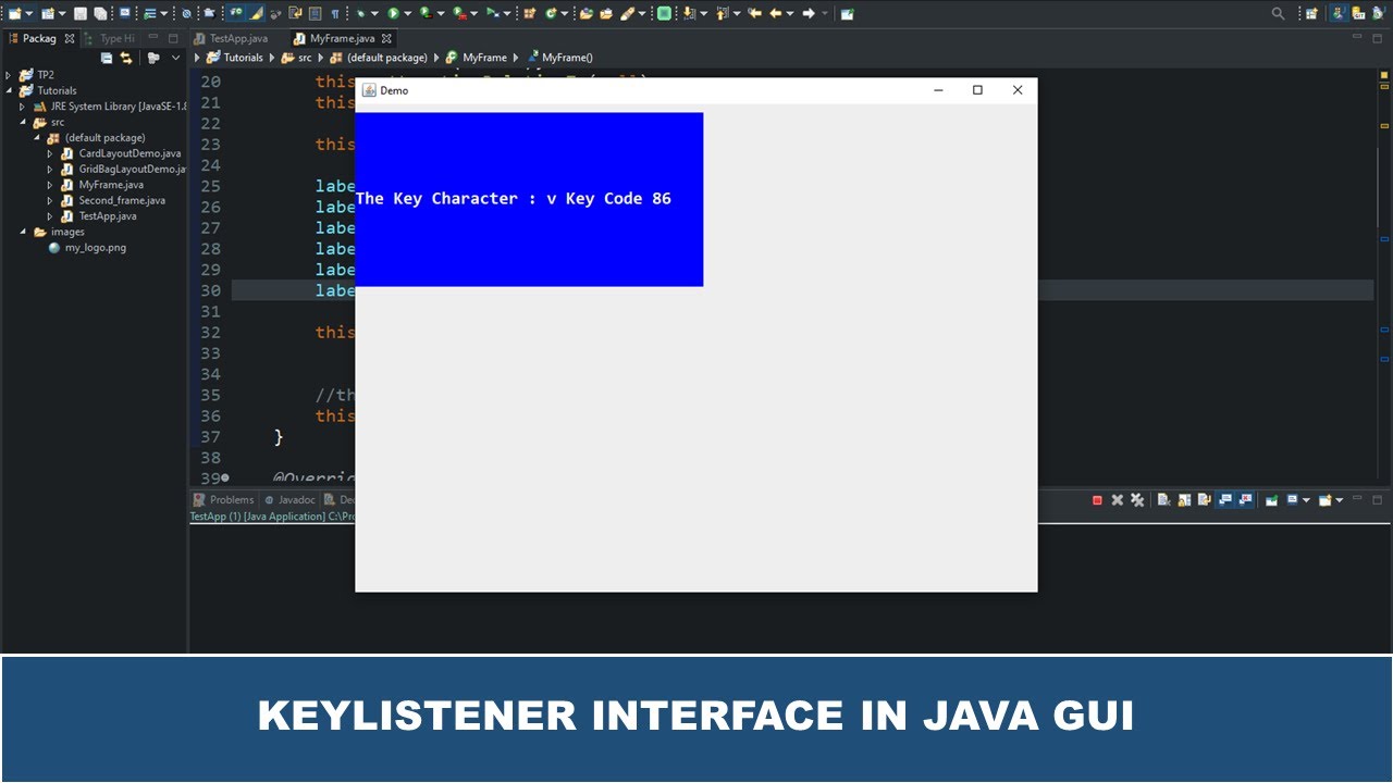 Java GUI Tutorial #30 - KeyListener Interface In Java GUI