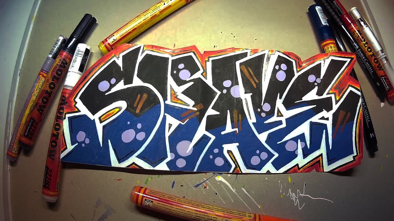 Graffiti Speedart l Speedpaint Shave Black Purple Sticker