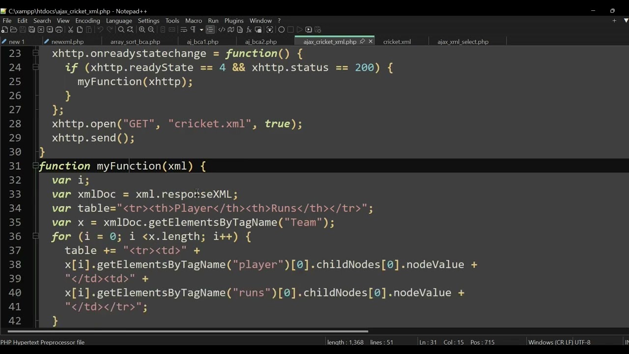 PHP -Ajax -XML Example