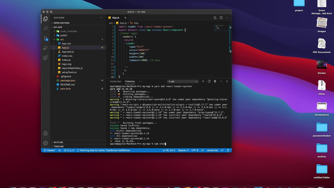 react js spinner npm