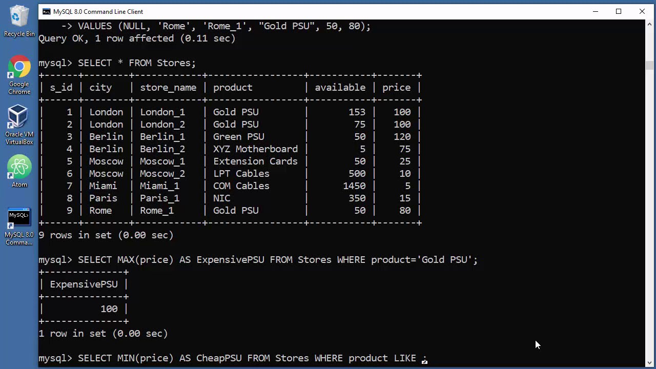 MySQL Tutorial - 31 - MAX() & MIN() Functions