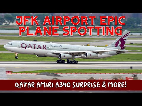 75 MINUTES OF EPIC PLANE SPOTTING FROM JFK AIRPORT. HEAVIES, QATAR AMIRI A340. 4K