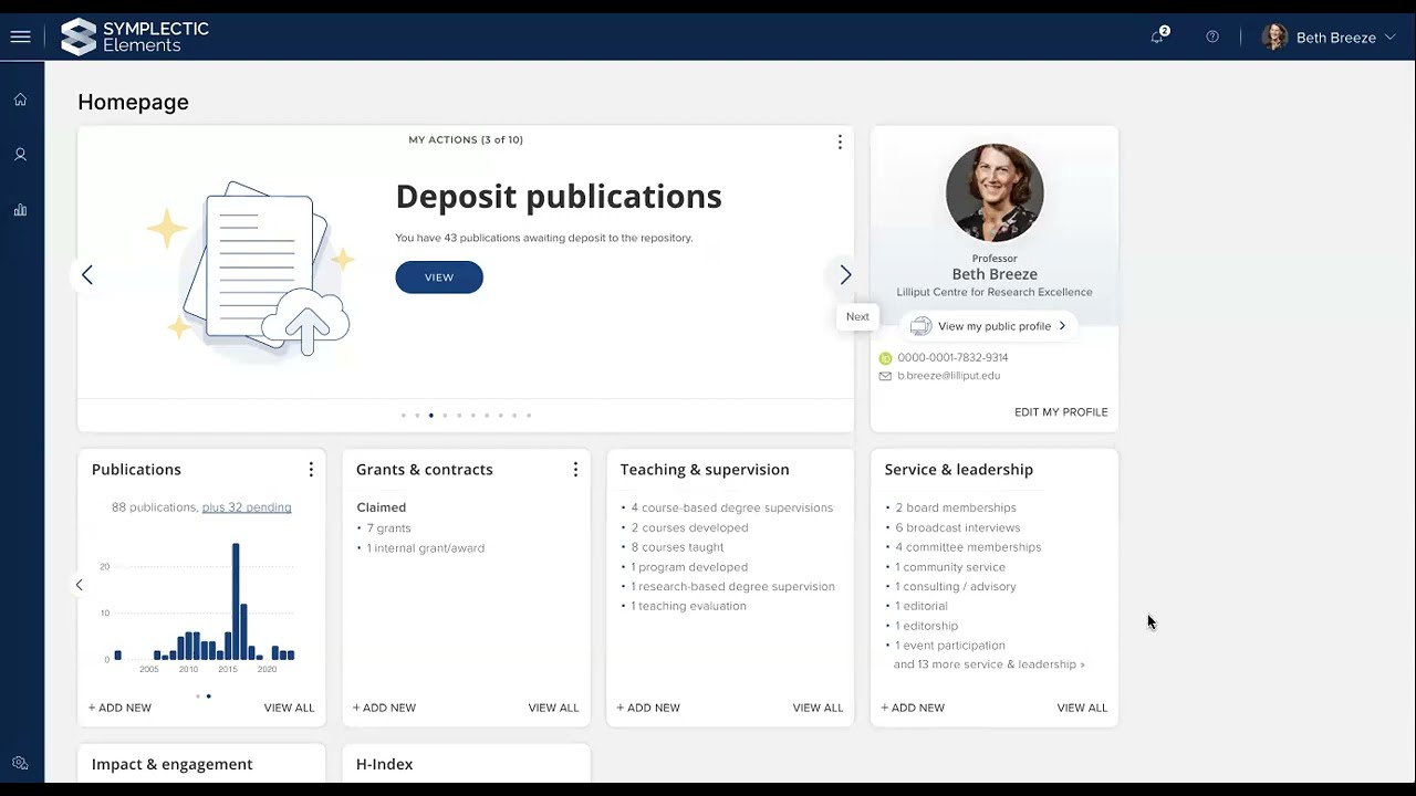 Symplectic Elements Orientation: Homepage, and data categories