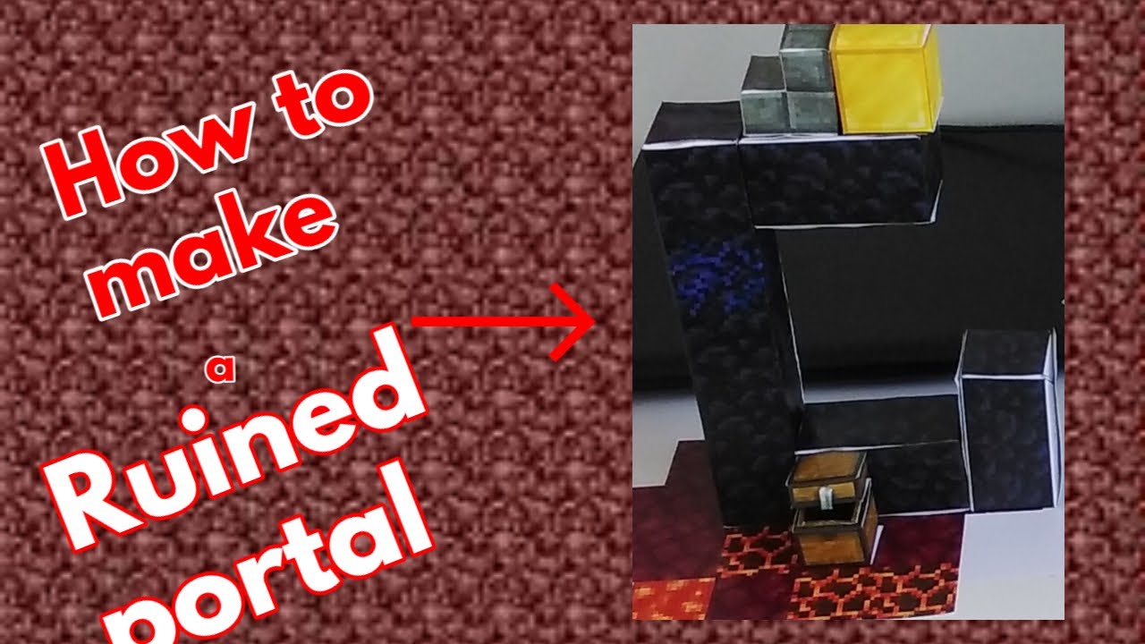 Minecraft papercraft ruined portal(with special and bonus items/decorations)
