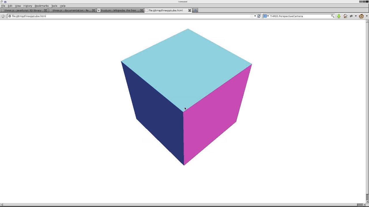 Create a 3D Cube in HTML5 with Threejs Linux Tutorial
