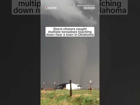 Storm chasers caught multiple tornadoes touching down near a town in Oklahoma