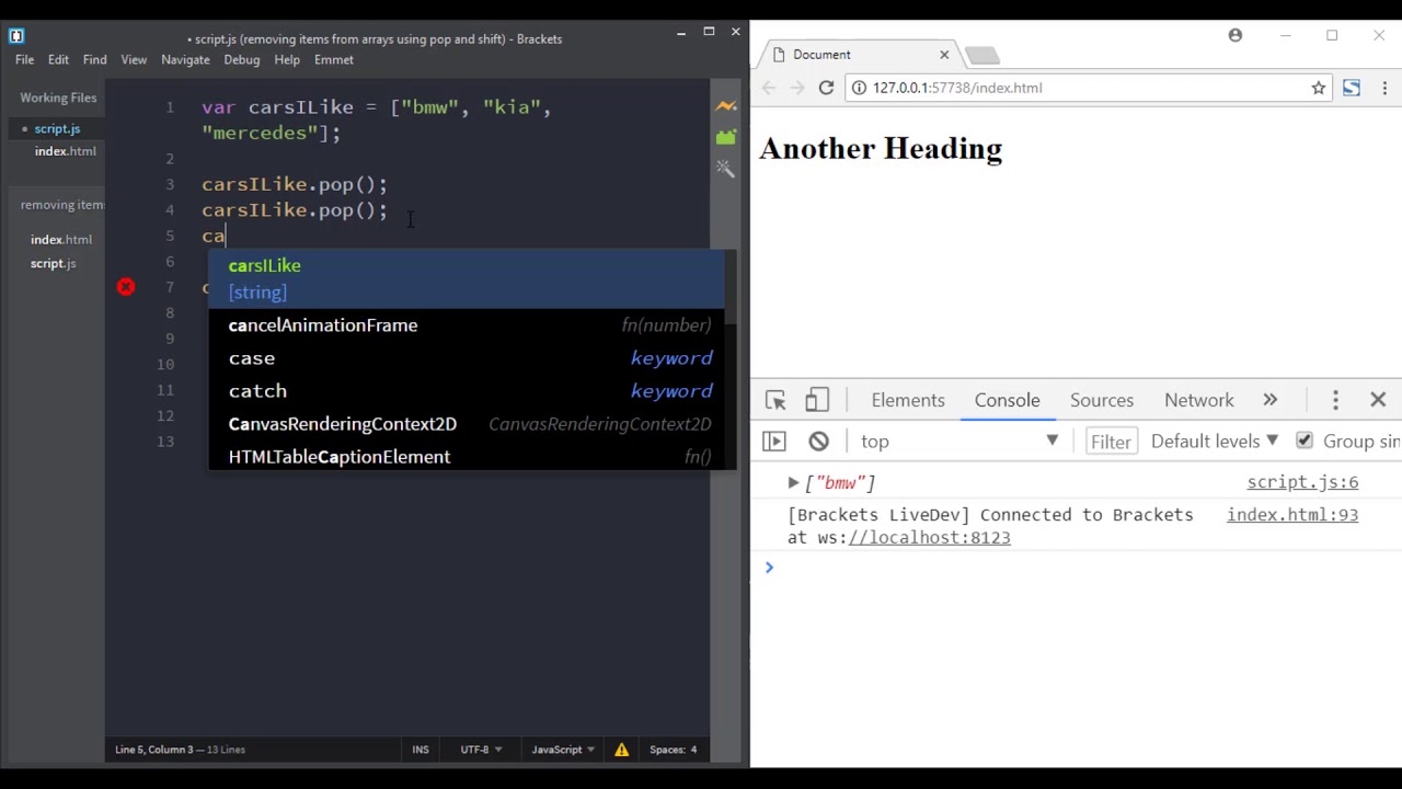 Removing items from an array in JavaScript