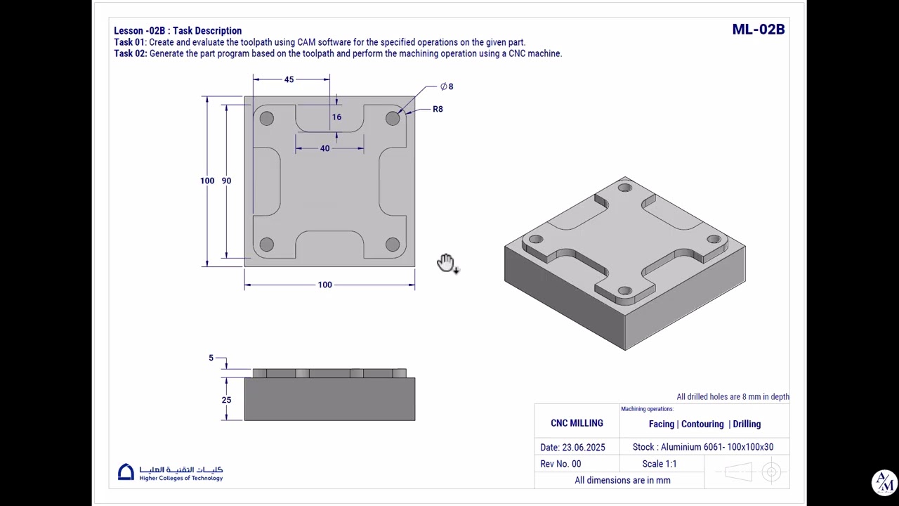 MasterCAM tutorial Lesson 02  2D Milling Facing Contouring Drilling Part 3 of 3