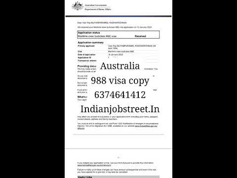 Australia work permit visa type 988 Google check
