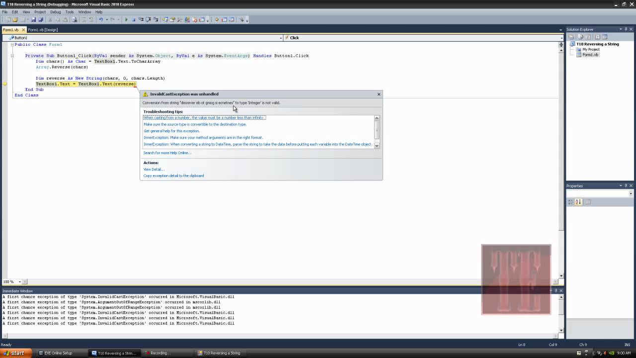 T10 Reversing a String