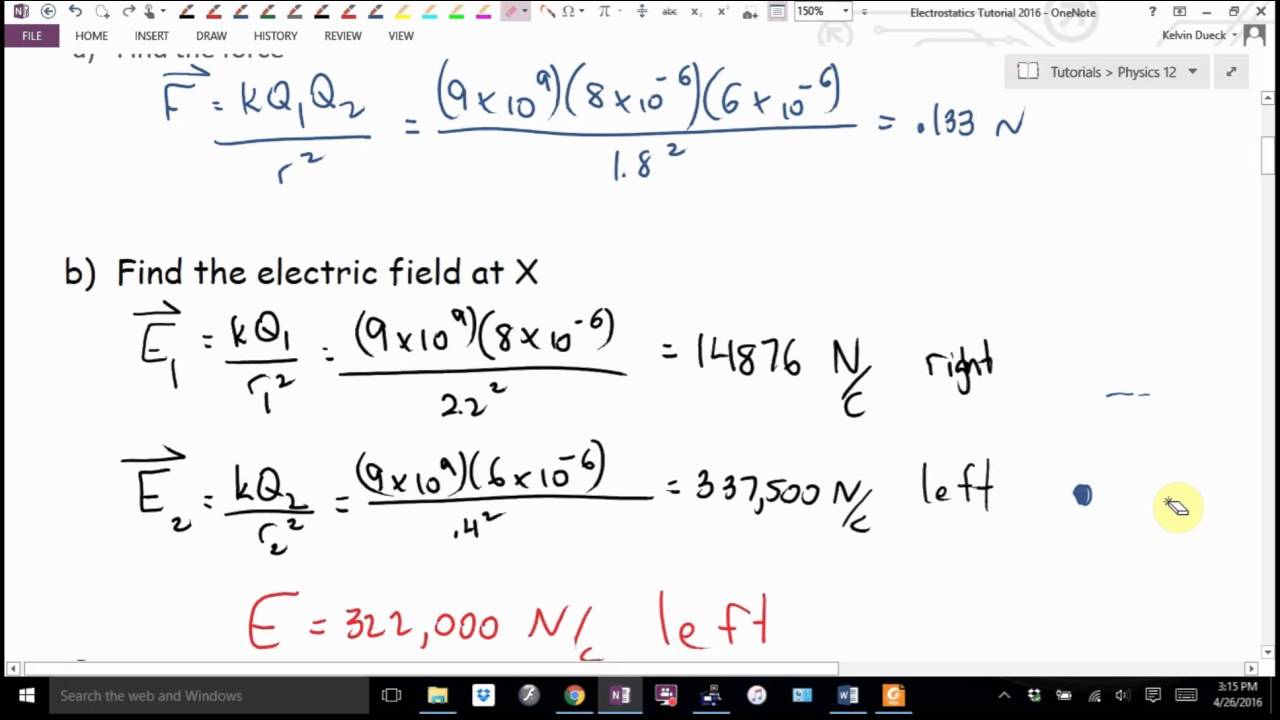 Physics 12 Electrostatics Tutorial 2016