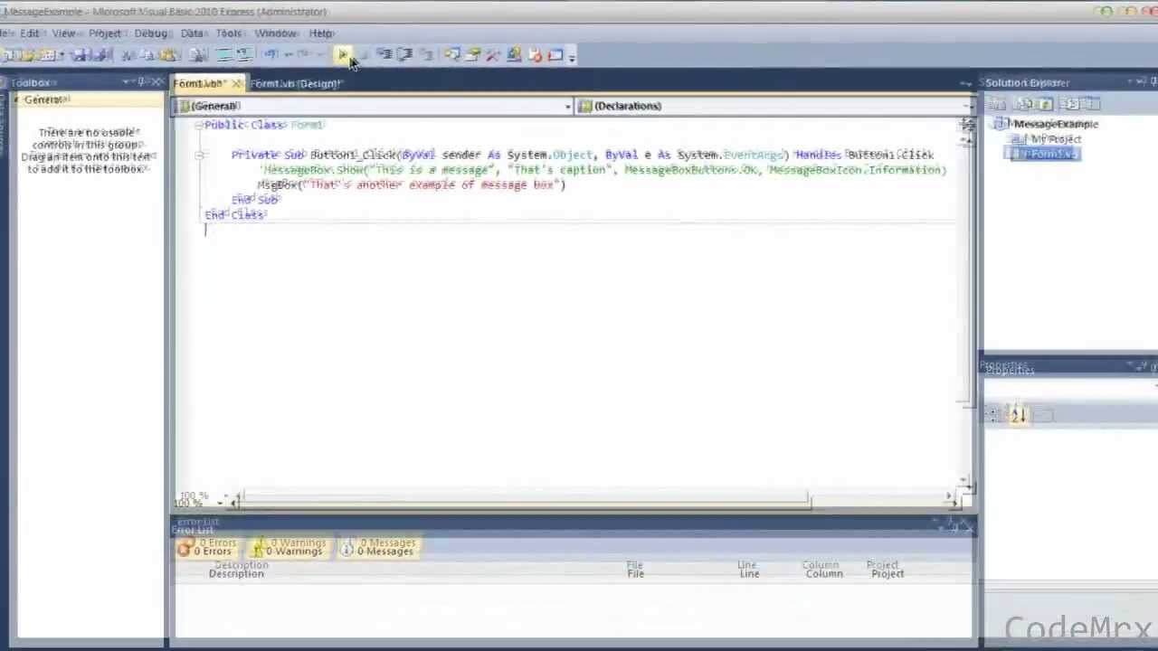 VB.NET Tutorial #2 (MessageBox Show - Example)
