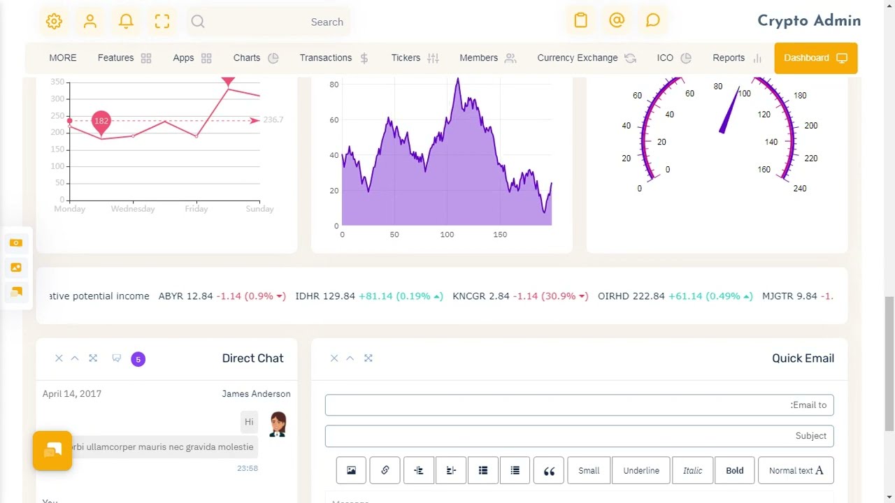 Cryptocurrency Dashboard Bootstrap Admin Templates with RTL Light Theme