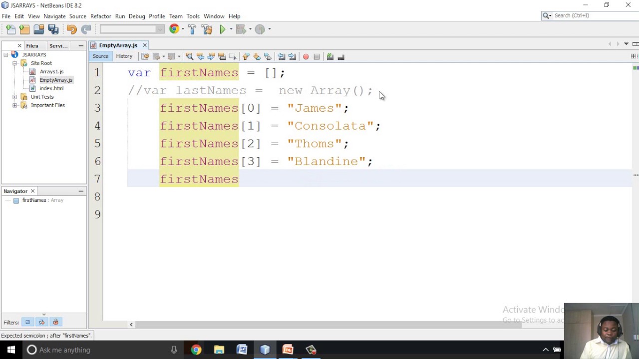 CREATING AN EMPTY ARRAY