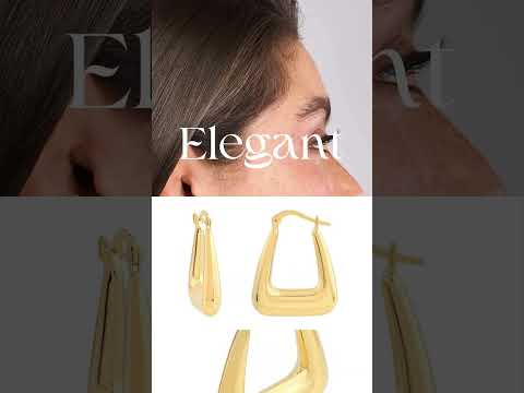 14K Yellow Real Gold Square Hoop Earrings