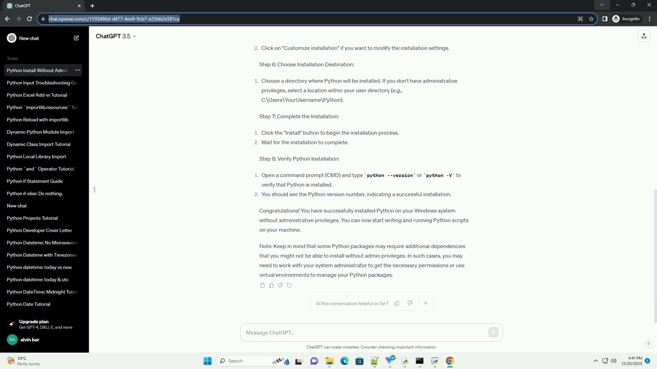 python install without admin