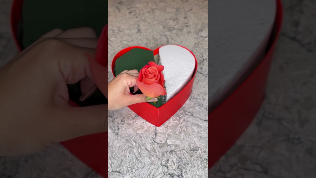 Heart Flower/Chocolate Box!#diygift #flowerbox #flowerarrangement #diymothersdaygift #diycraft #asmr
