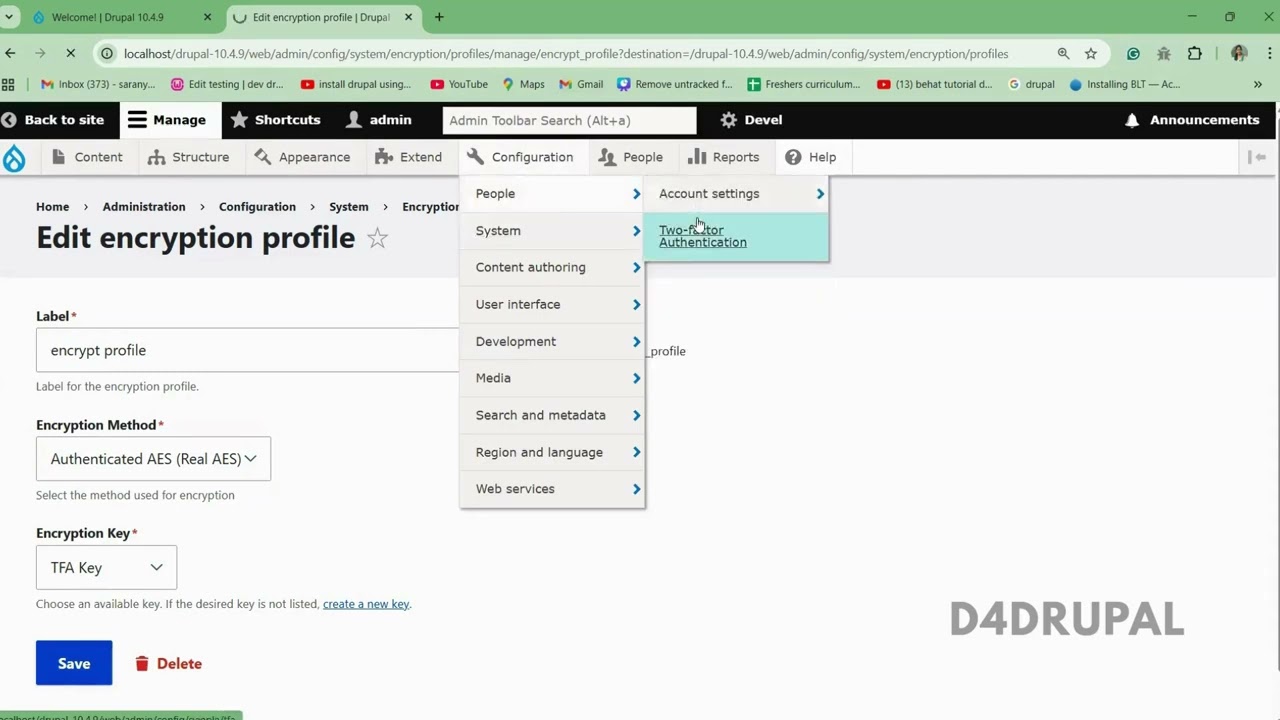 Two Factor Authentication in Drupal 11, Drupal 10, Drupal 9 | D4Drupal