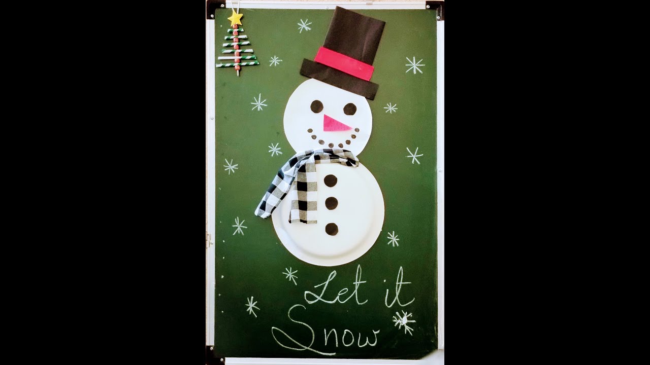 paper plate snowman || Christmas decoration || wall mounted / notice board #shorts
