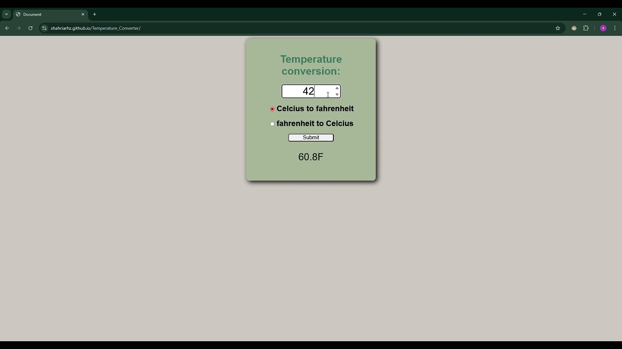 Temperature Converter  live link: https://shahriarhz.github.io/Temperature_Converter/