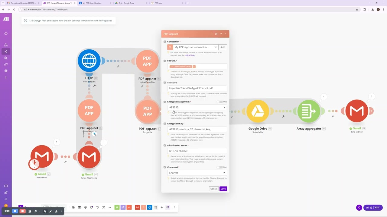 1.15 Encrypt Files and Secure Your Data in Seconds in Make.com with PDF-app.net